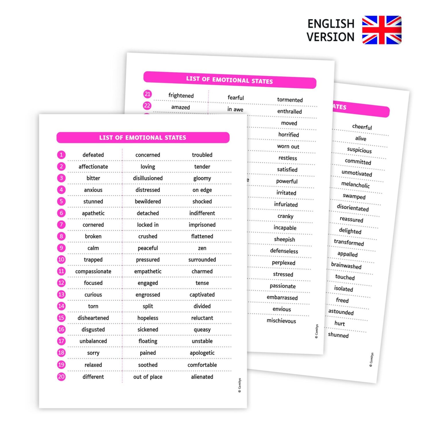 List of emotions and feelings in English-printable